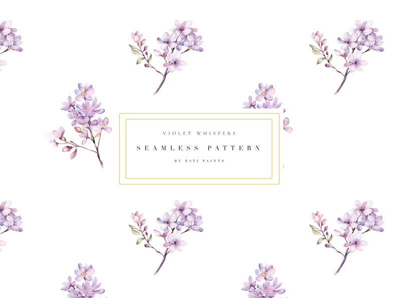 Purple Lilac Digital Paper Nursery Decor Floral Seamless Pattern ...