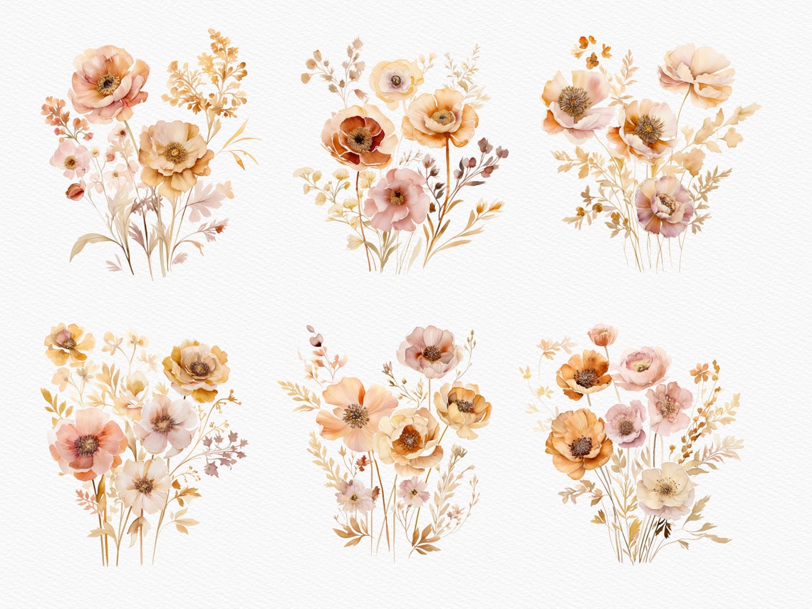 Watercolor Floral Clipart Bundle Dried Plants Clipart for - Etsy