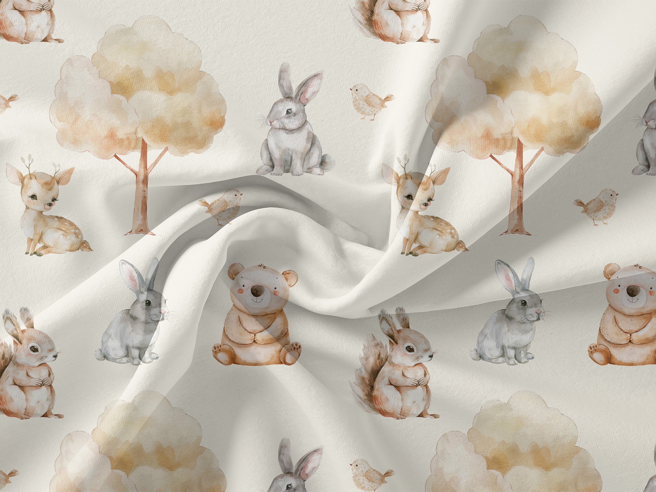 Watercolor Woodland Animals Digital Paper Digital Background Nursery ...