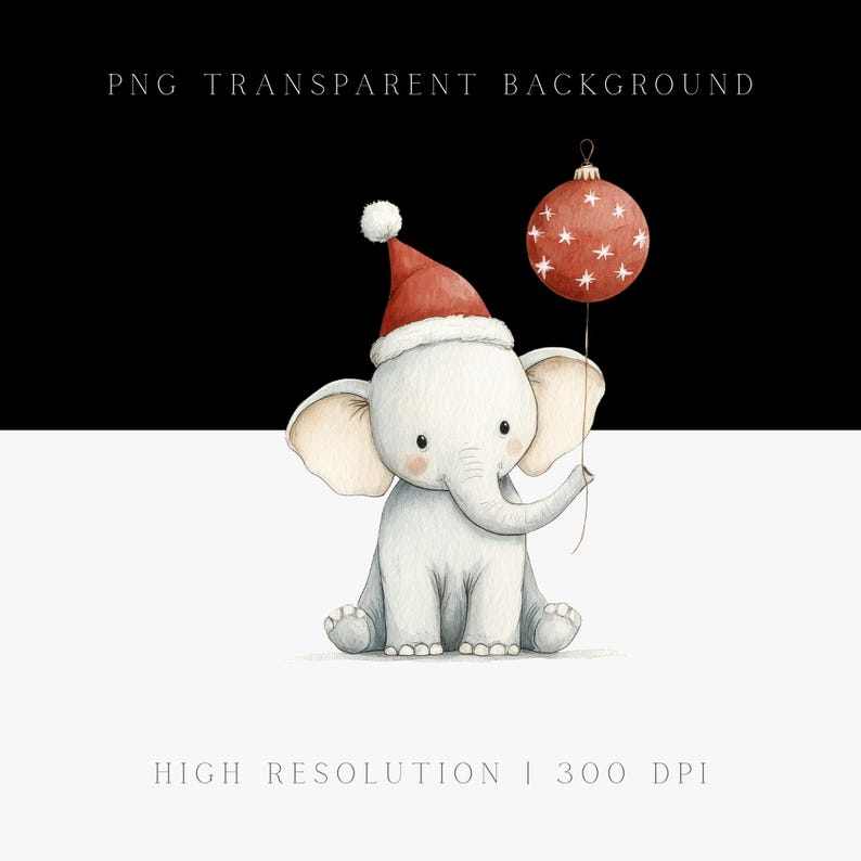Watercolor Safari Christmas Clipart PNG Set, Cute Holiday Animals With ...
