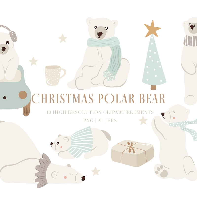 Polar Bear Christmas - Etsy