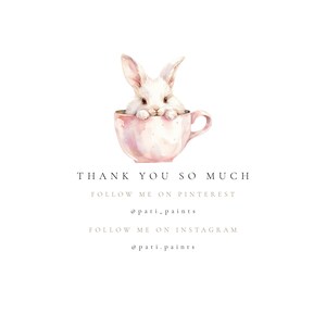 Cute Bunny Cup Digital Paper - Nursery Wallpaper - Watercolor Rabbits ...