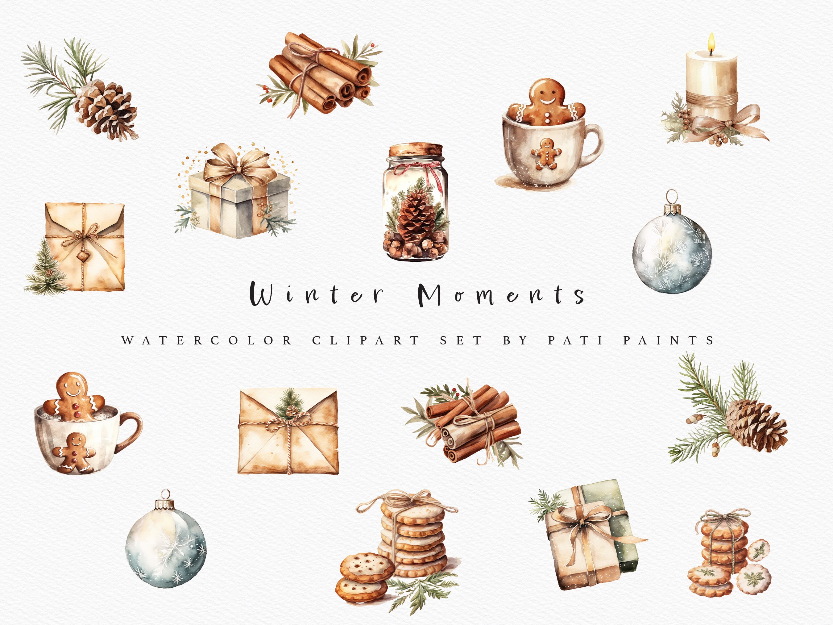 Winter Clipart Set for Christmas Gift Holiday Season Clipart Christmas ...