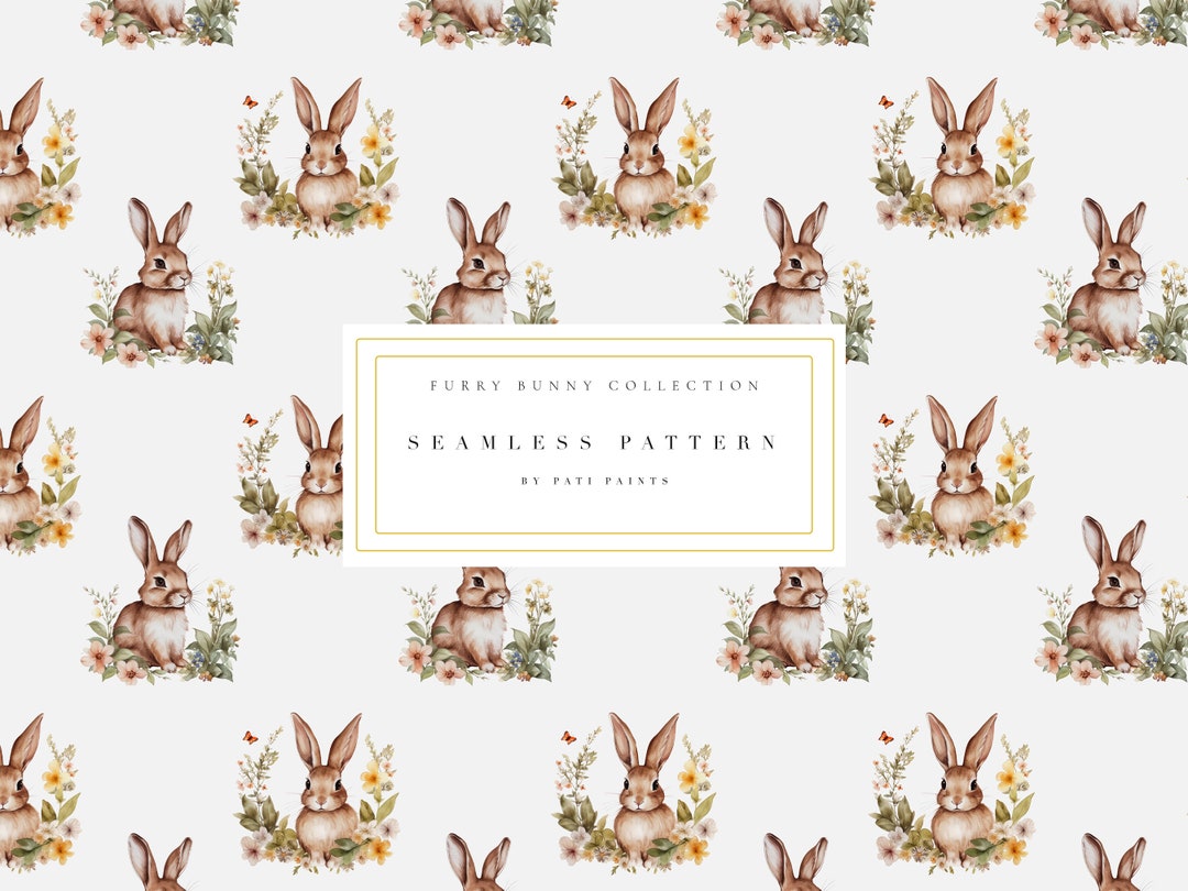 Furry Bunny Digital Paper - Scrapbook Paper - Printable Art - Nursery ...