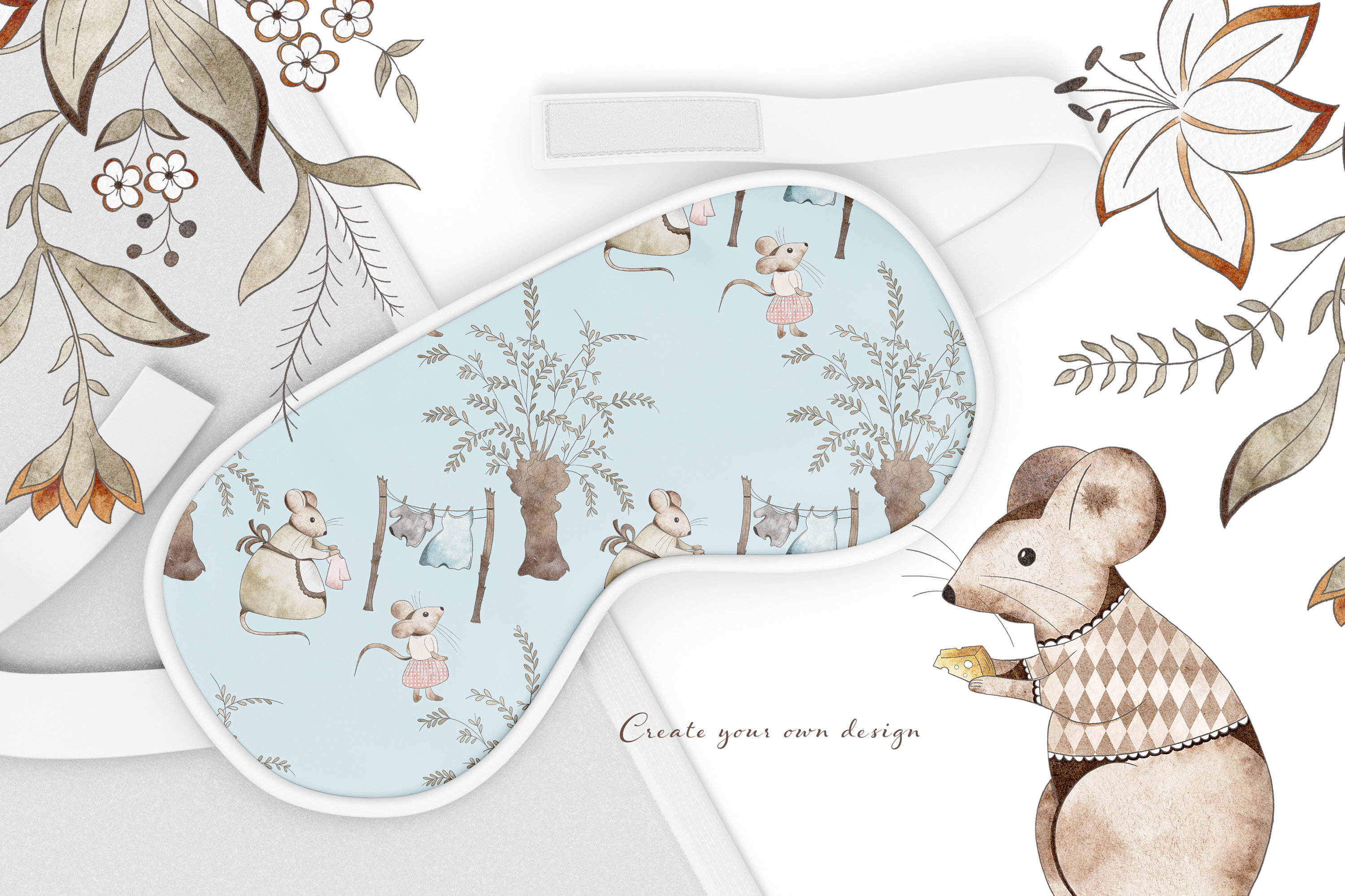 Watercolor Mouse Digital Paper Set Nursery Watercolor Wall - Etsy