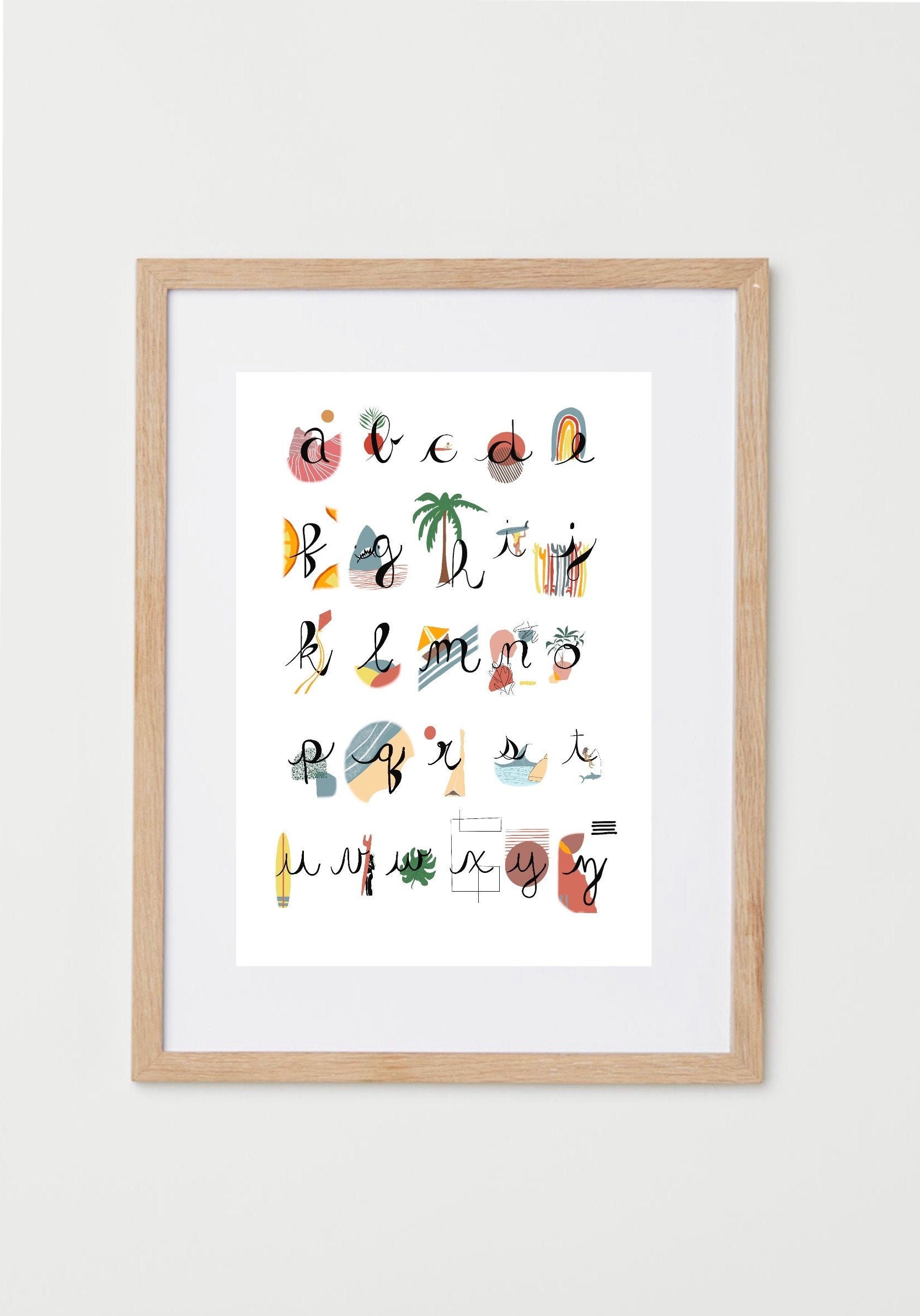 Minimal Surfing Alphabet Printable | Alphabet | Beach | Abstract | Home ...