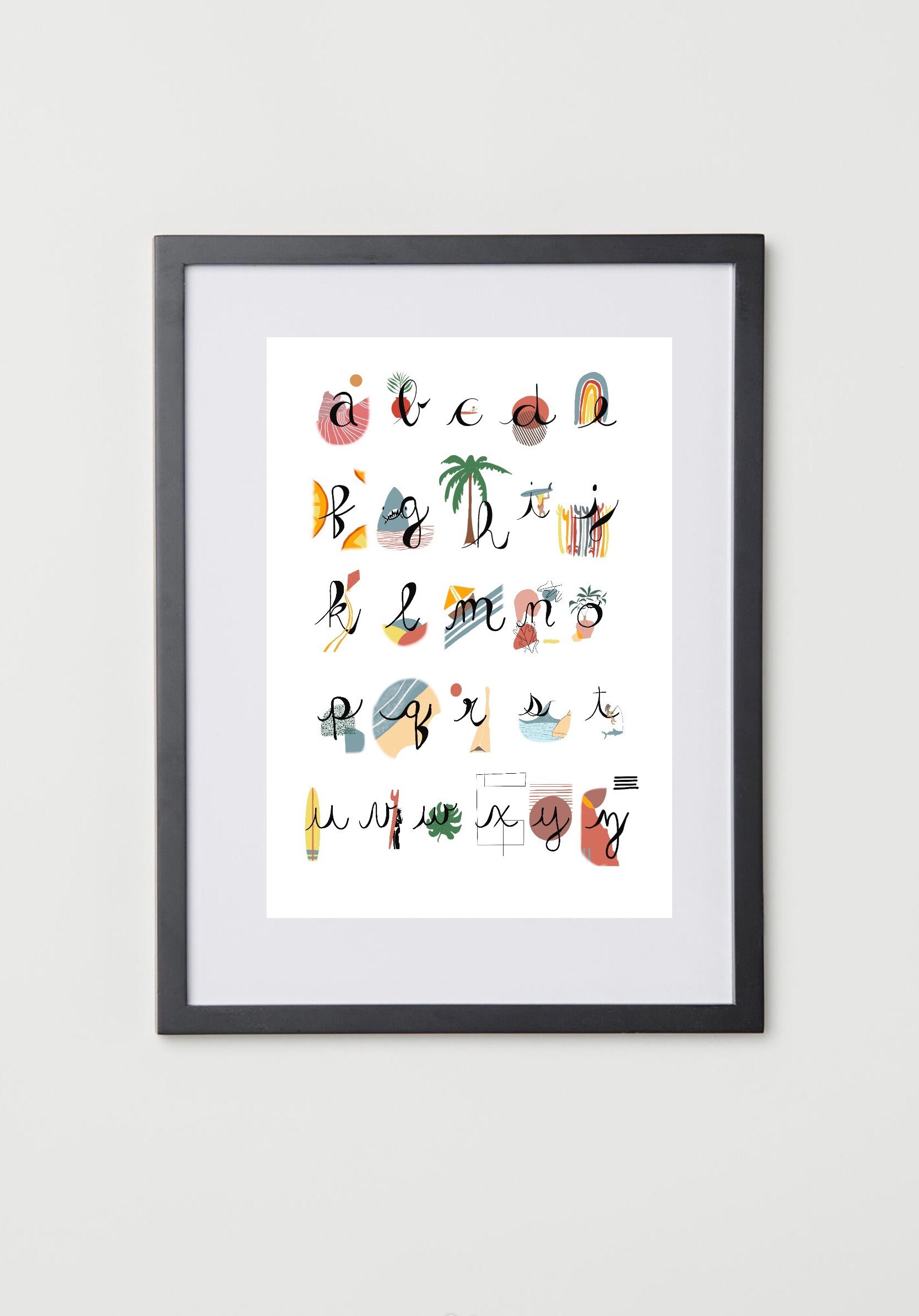 Minimal Surfing Alphabet Printable | Alphabet | Beach | Abstract | Home ...
