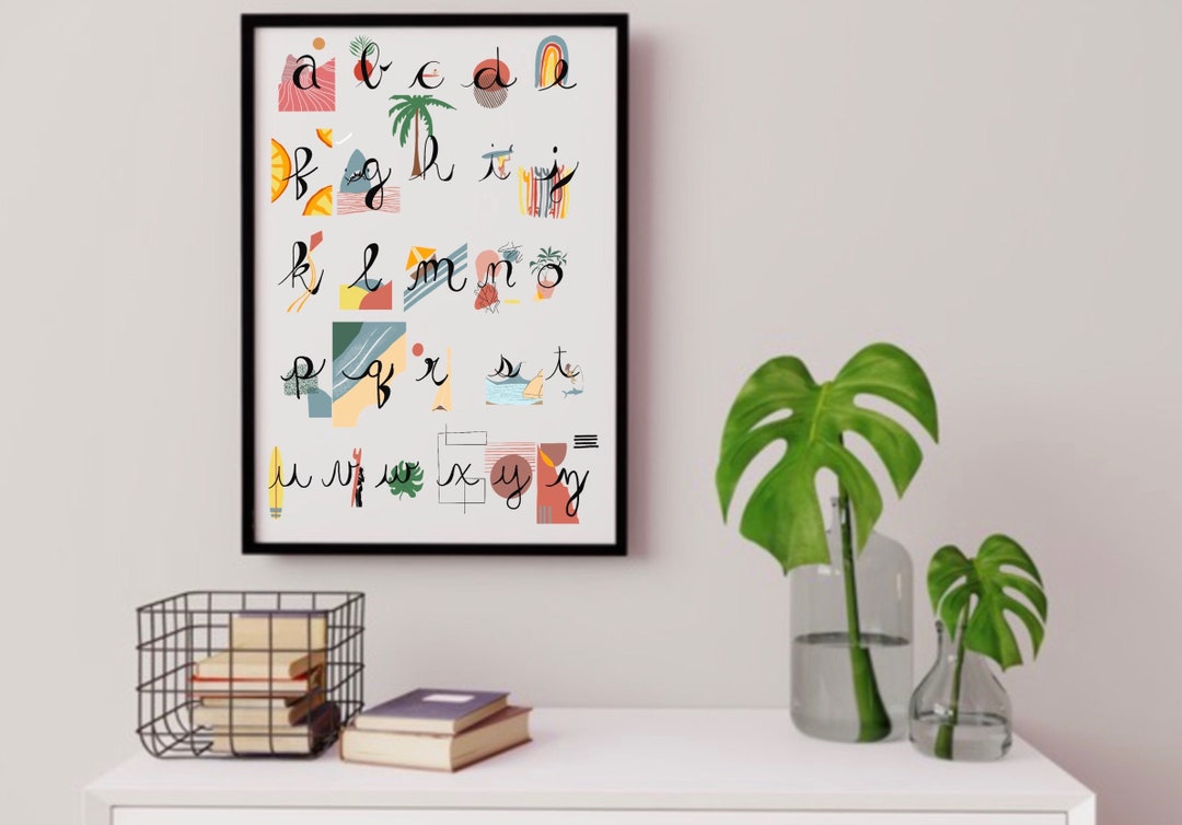 Minimal Surfing Alphabet Printable | Alphabet | Beach | Abstract | Home ...