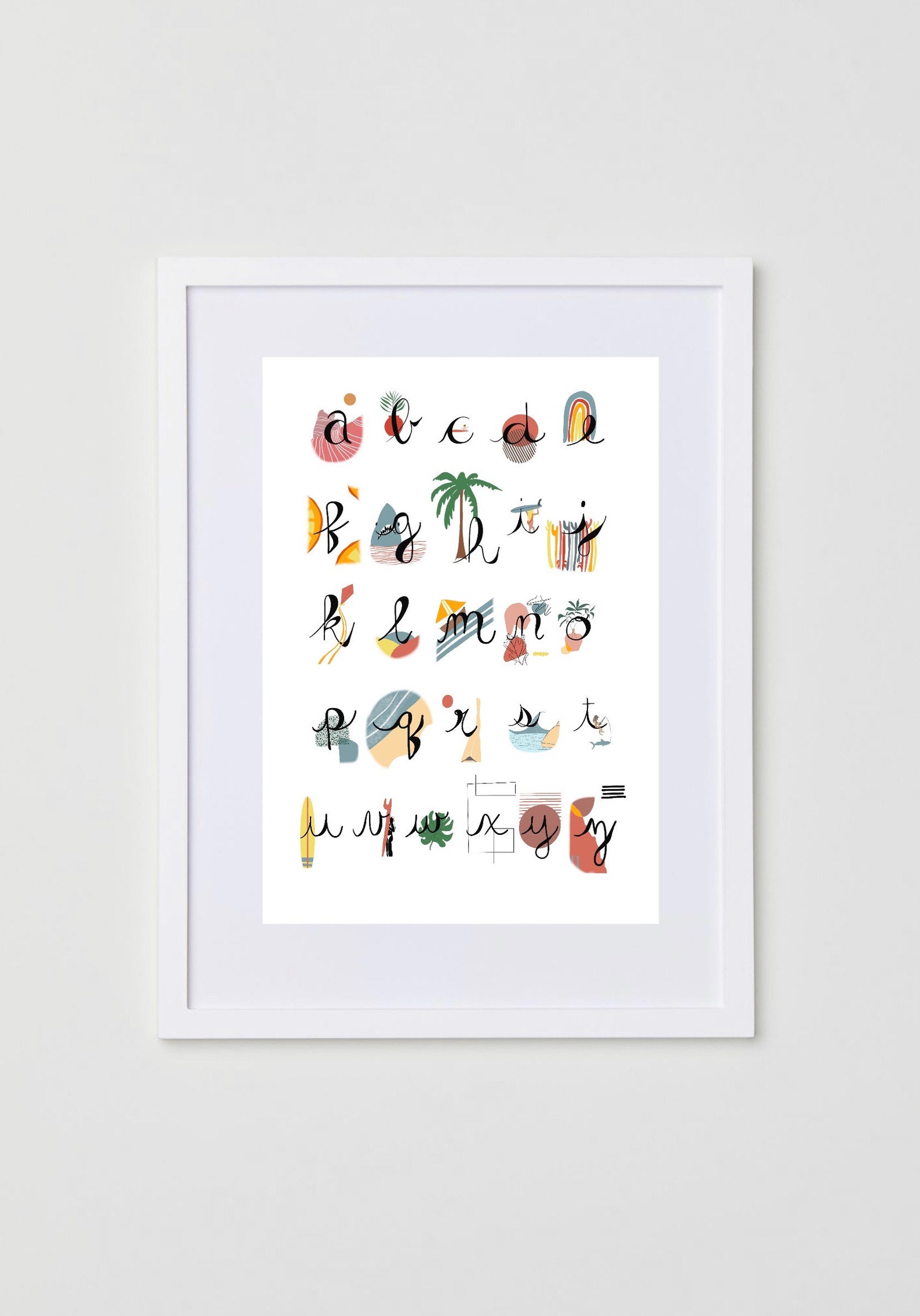 Minimal Surfing Alphabet Printable | Alphabet | Beach | Abstract | Home ...