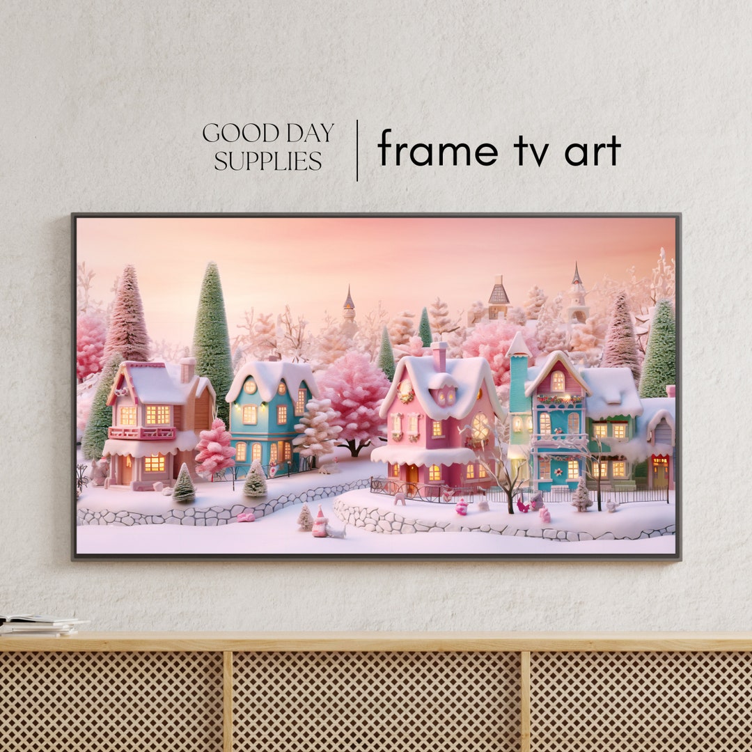 Pink Christmas Village Samsung Frame TV Art Christmas TV Art - Etsy UK