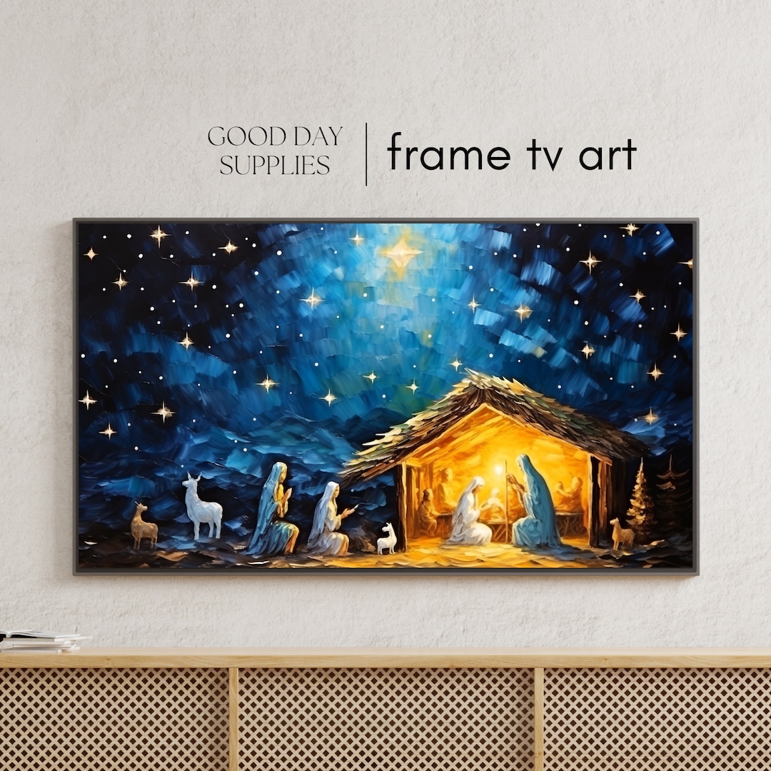 Christmas Nativity Scene Frame TV Art Nativity Scene Christmas ...