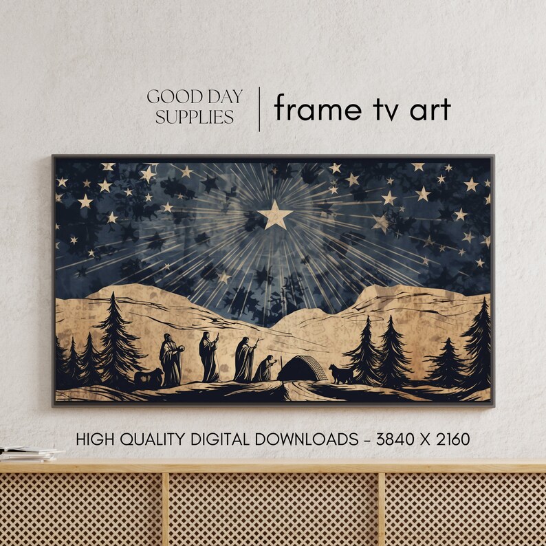 Christmas Nativity Scene Frame TV Art Nativity Scene Christmas ...