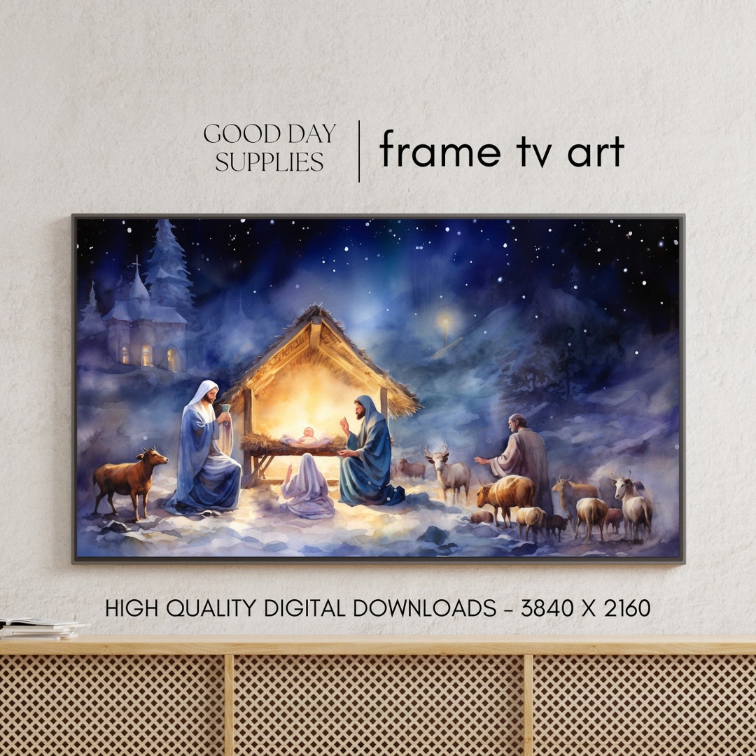 Christmas Nativity Scene Frame TV Art Nativity Scene - Etsy
