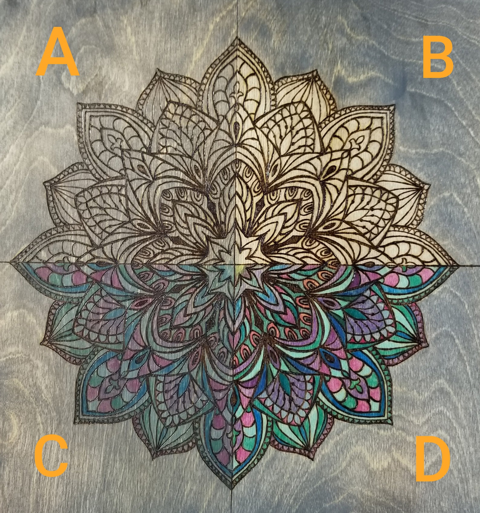 Wood-burned Mandala Table - Etsy