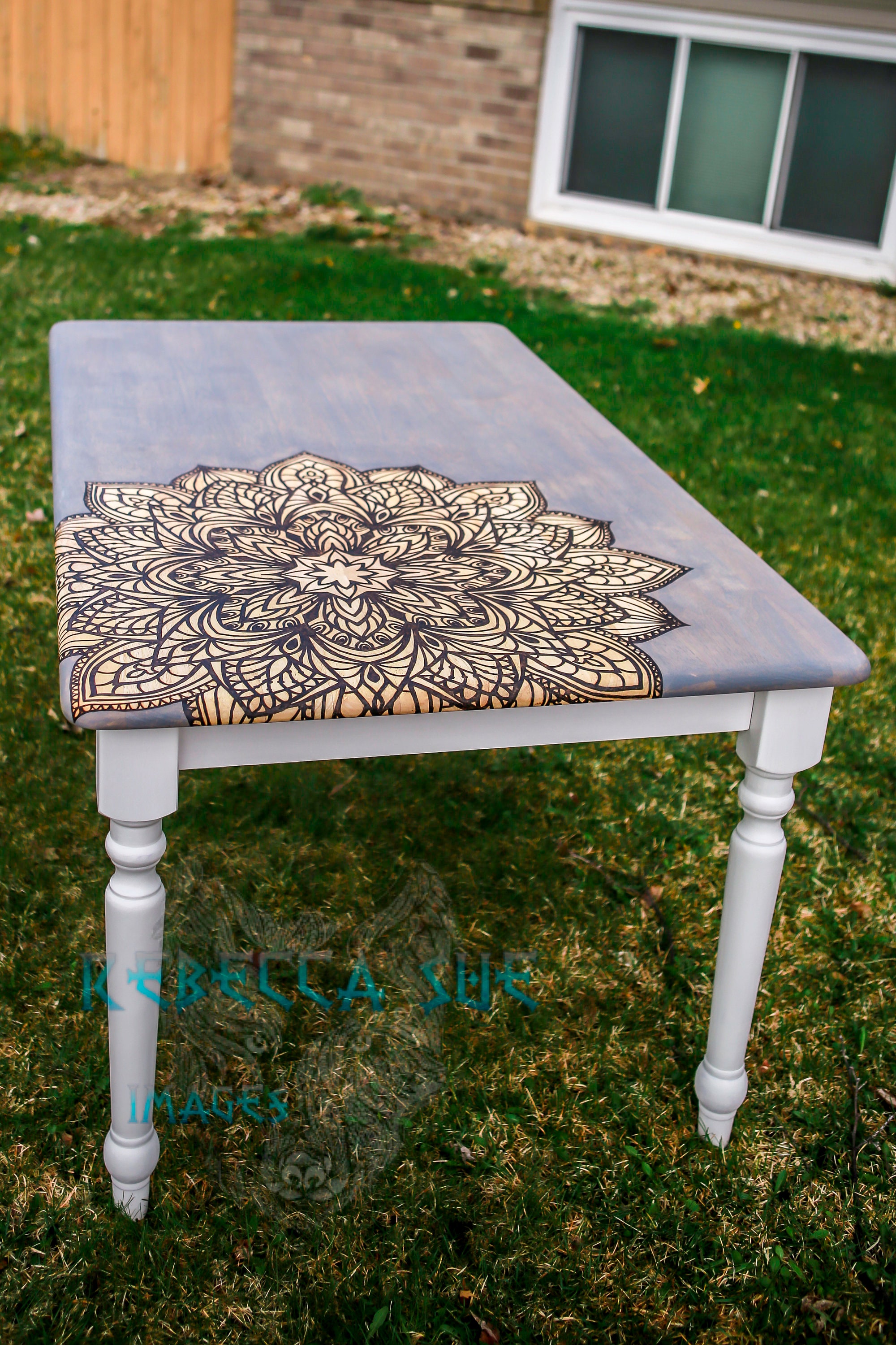 Wood-burned Mandala Table - Etsy