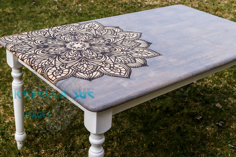 Wood-burned Mandala Table - Etsy