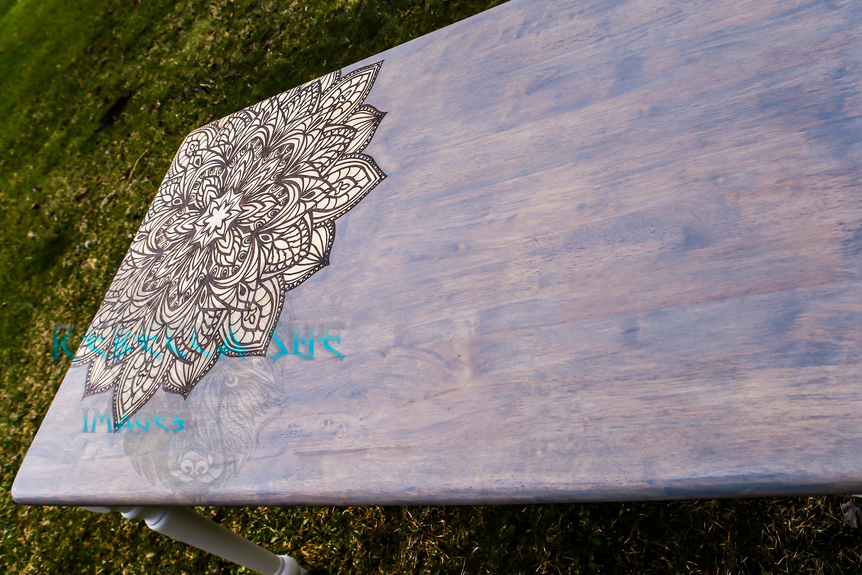 Wood-burned Mandala Table - Etsy