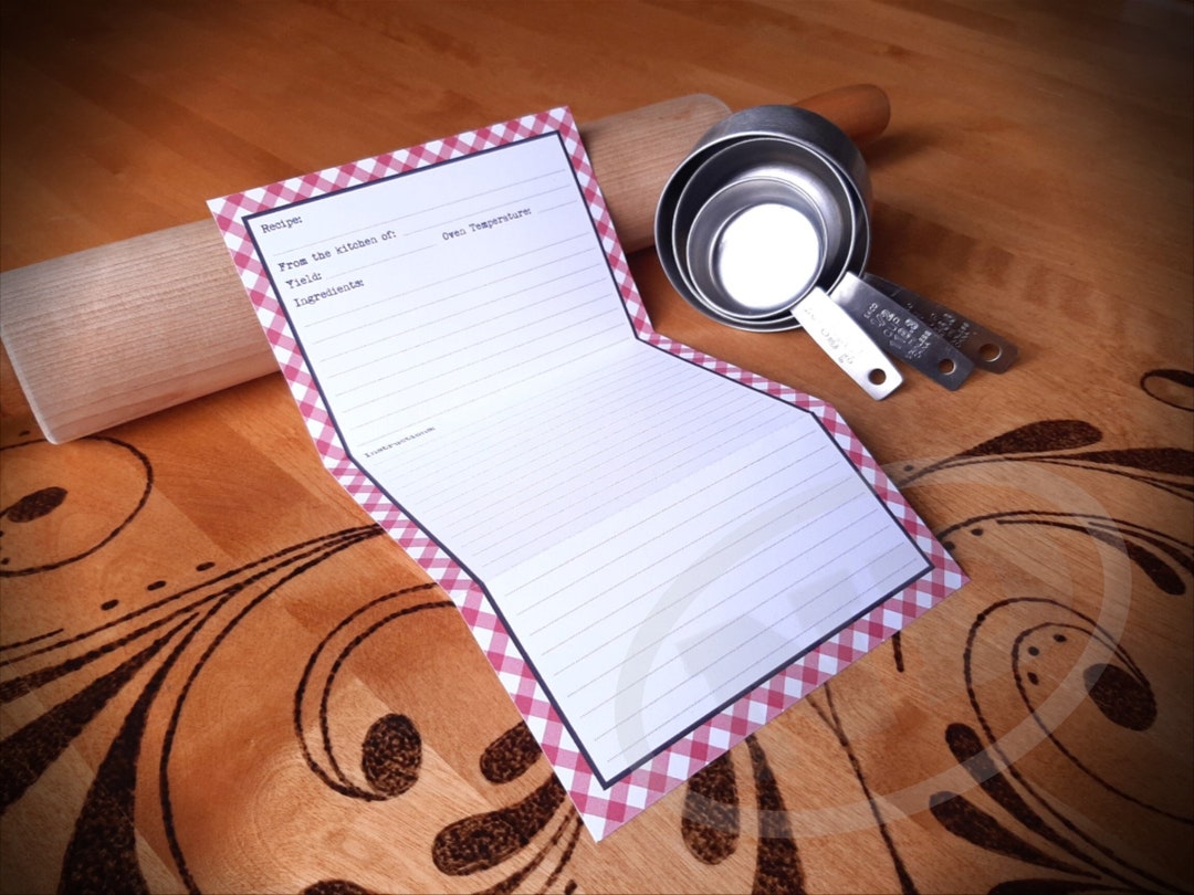 Printable Red Gingham Folded Recipe Card 4x6inch - Etsy