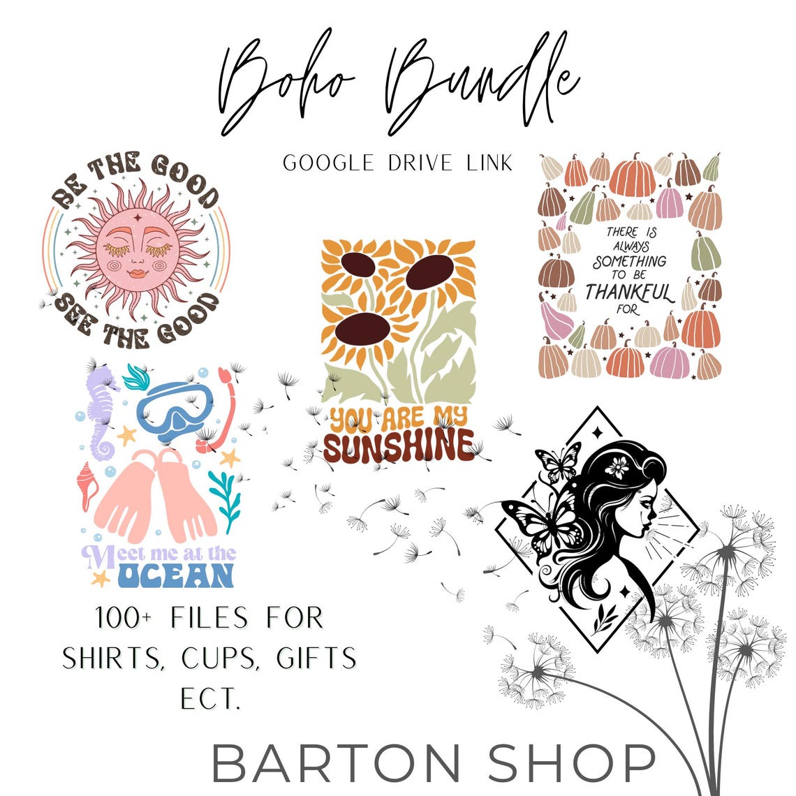 Boho 100+ SVG & PNG Files Bundle - Etsy