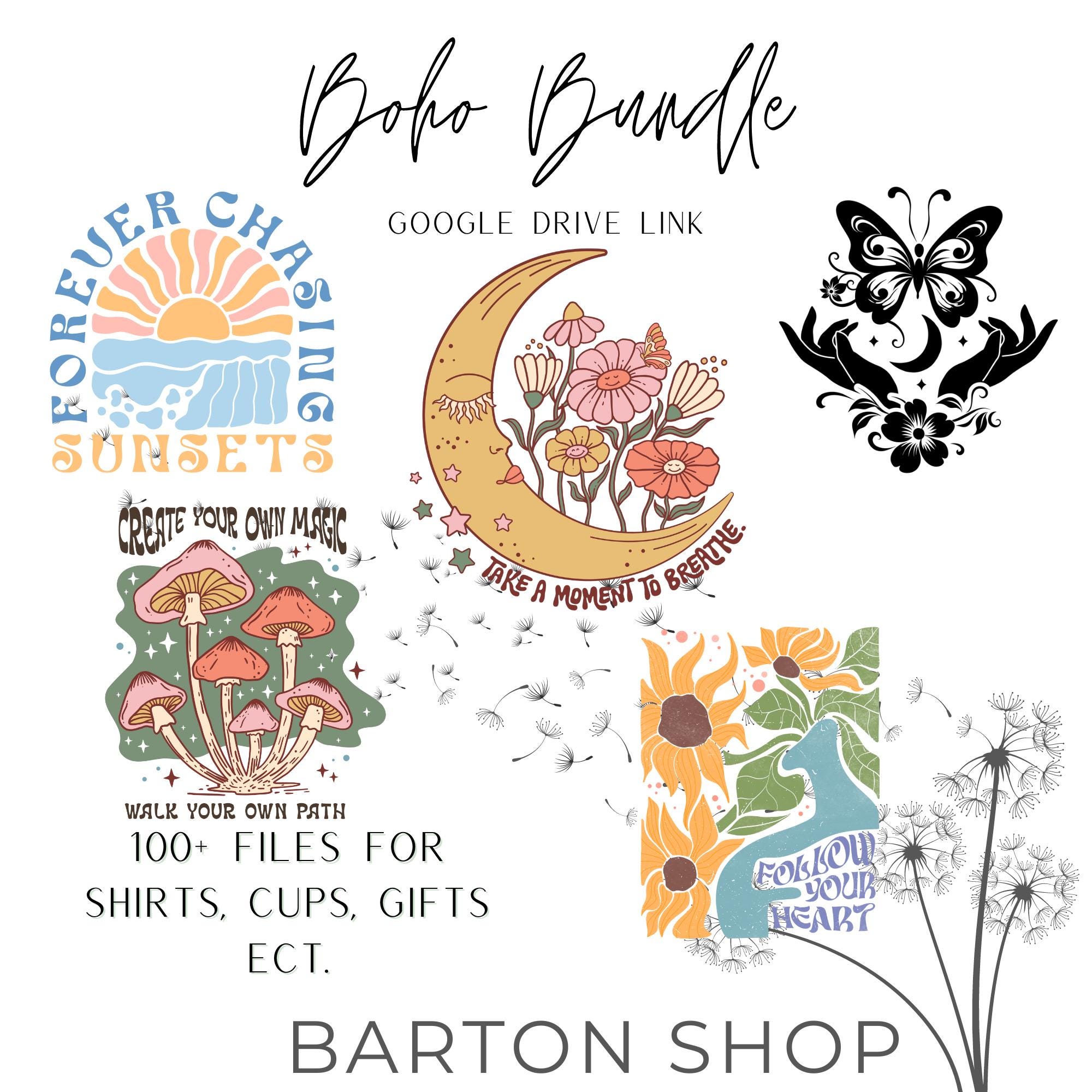 Boho 100+ SVG & PNG Files Bundle - Etsy