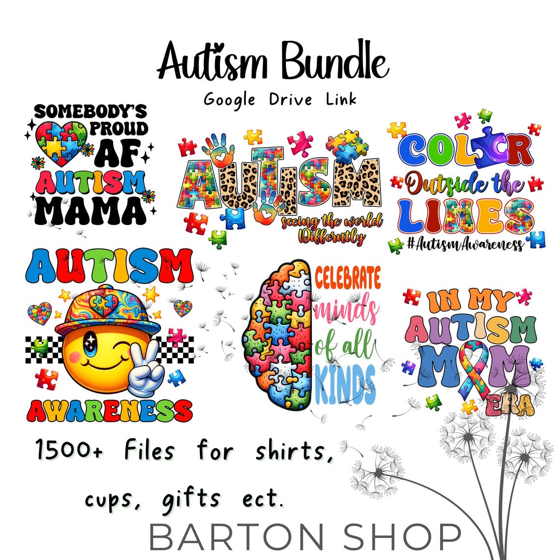 Autism Bundle 1500+ SVG PNG Files - Etsy