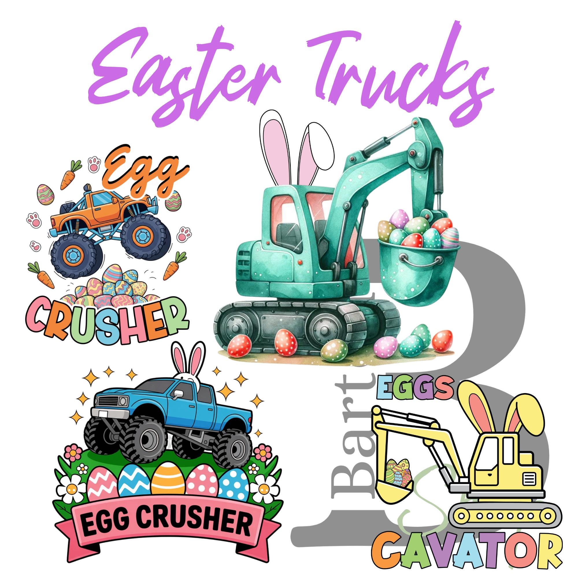 Easter Trucks Eggscavator Dino SVG PNG Design 50+ Files - Etsy