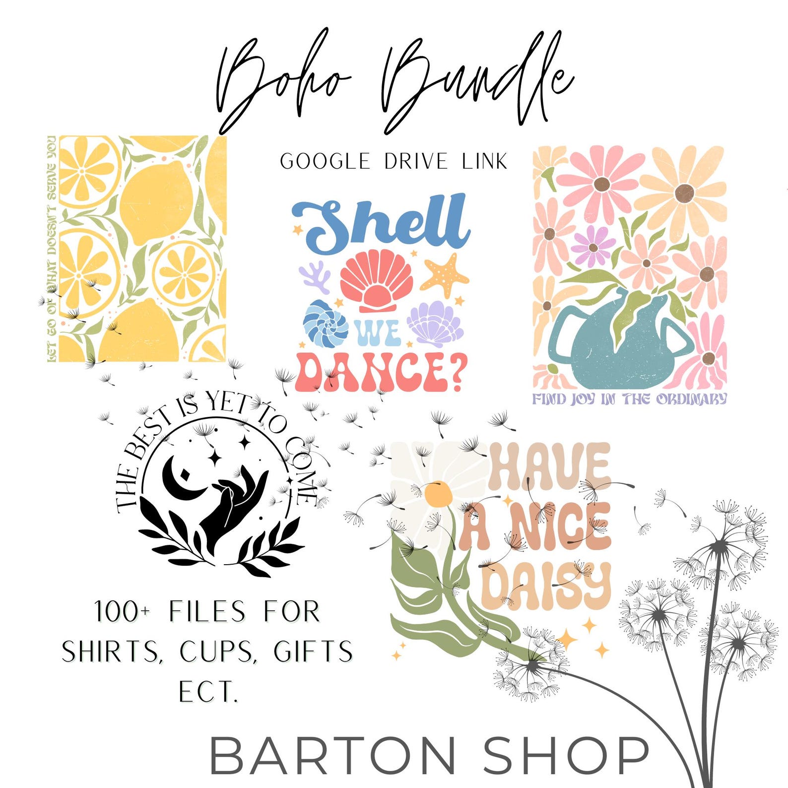 Boho 100+ SVG & PNG Files Bundle - Etsy