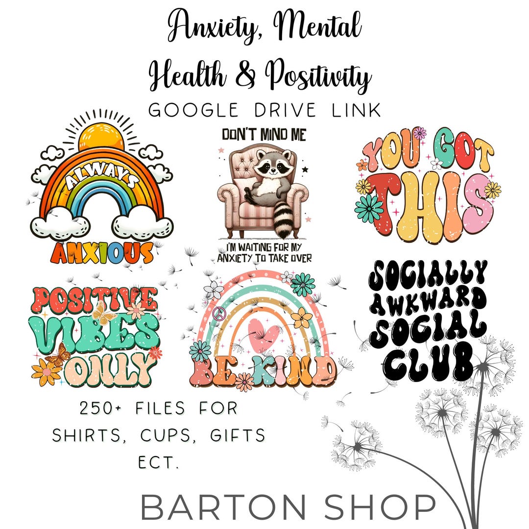Anxiety Mental Health & Positivity 250+ SVG PNG Files Bundle - Etsy
