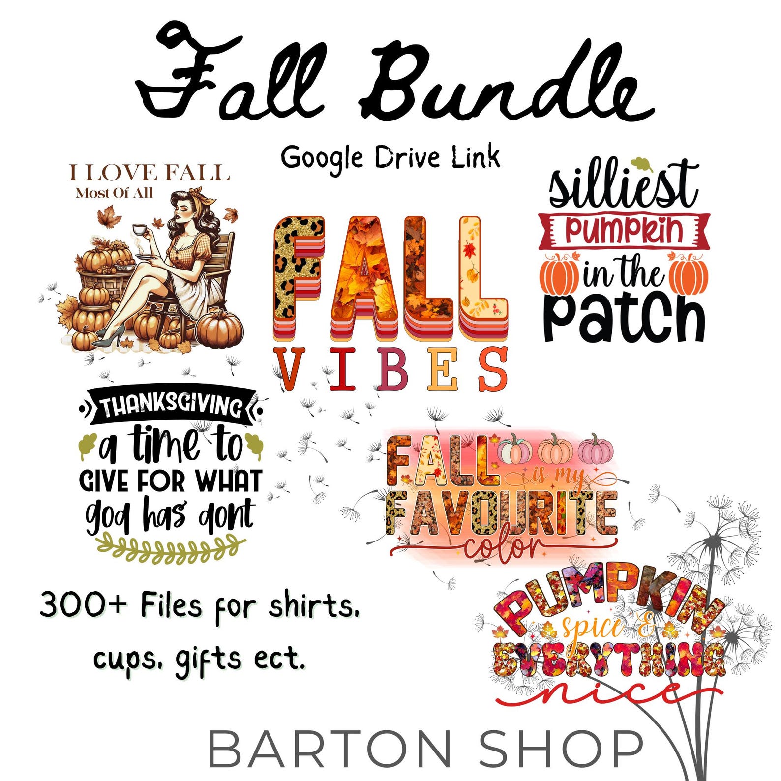 Fall & Halloween Bundle 500+ SVG PNG Files - Etsy