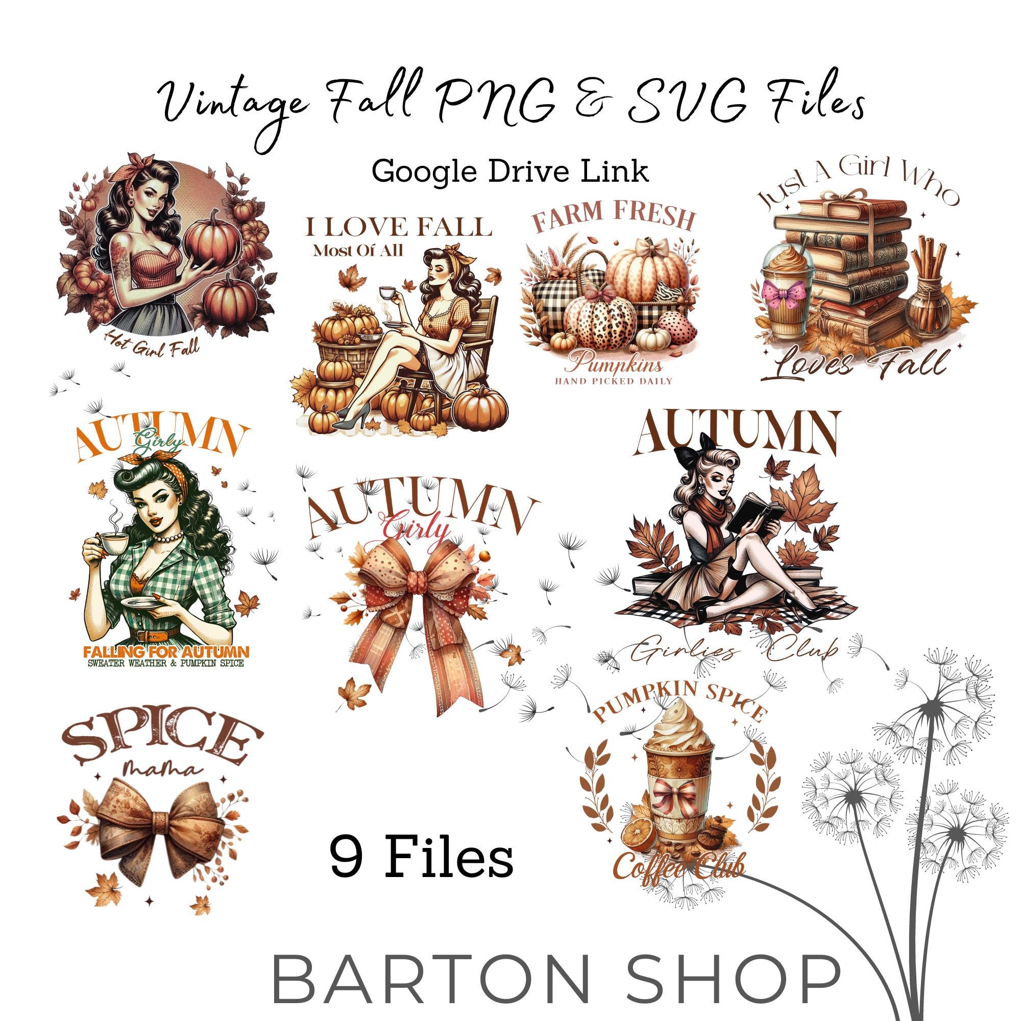 Vintage Fall PNG Files Bundle - Etsy