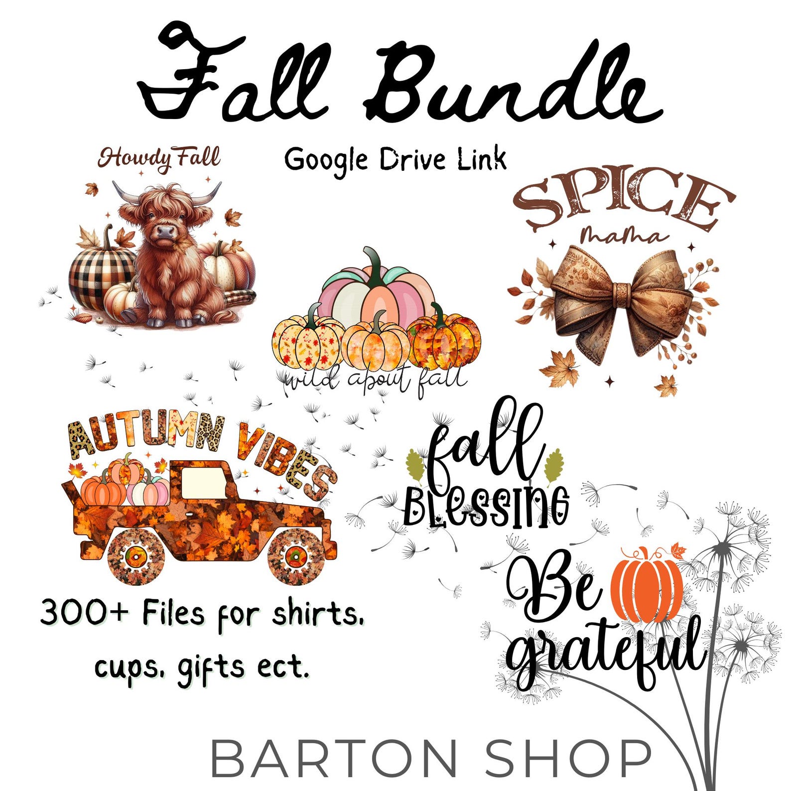 Fall & Halloween Bundle 500+ SVG PNG Files - Etsy