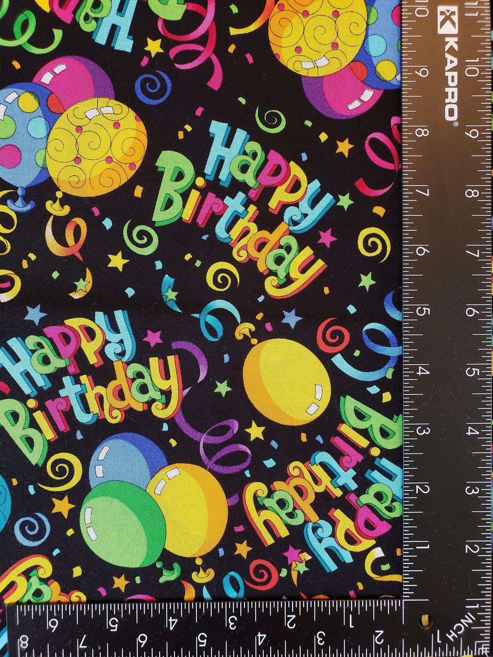 Happy Birthday BTY, BTHY, BTQY Fabric 100% Cotton Balloons and Confetti ...
