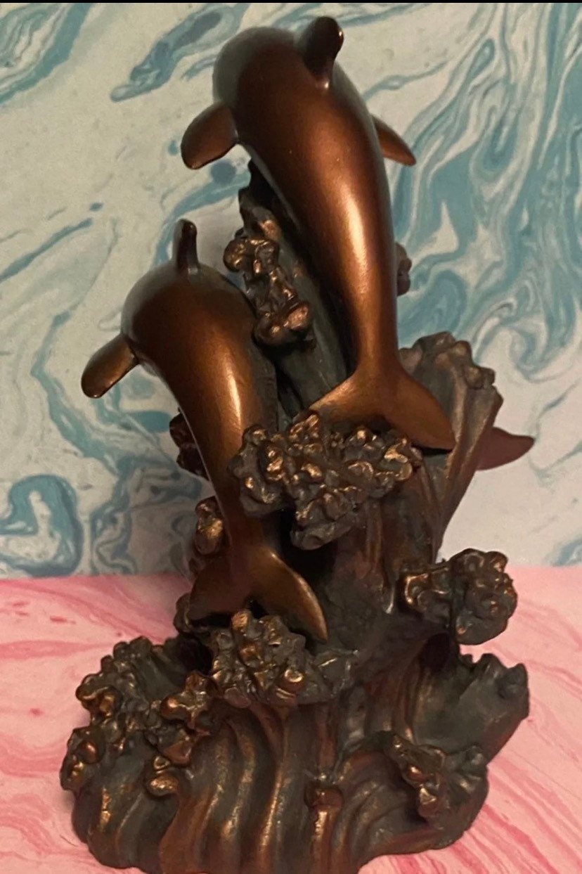 Vintage Resin Dolphin Statue - Etsy