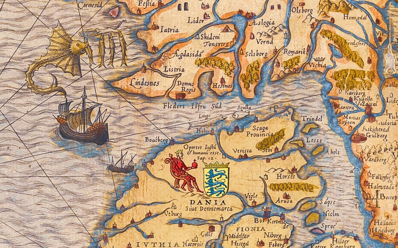 16th Century Scandinavia Map Carta Marina 2nd Ed. by Olaus Magnus ...