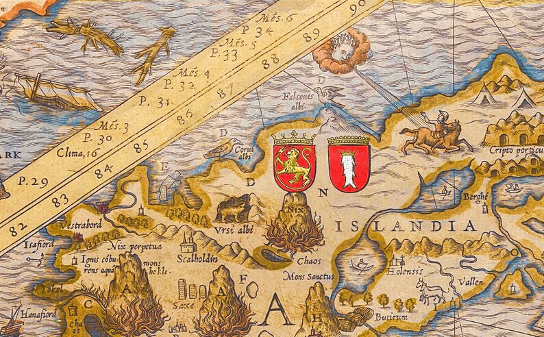 16th Century Scandinavia Map Carta Marina 2nd Ed. by Olaus Magnus ...