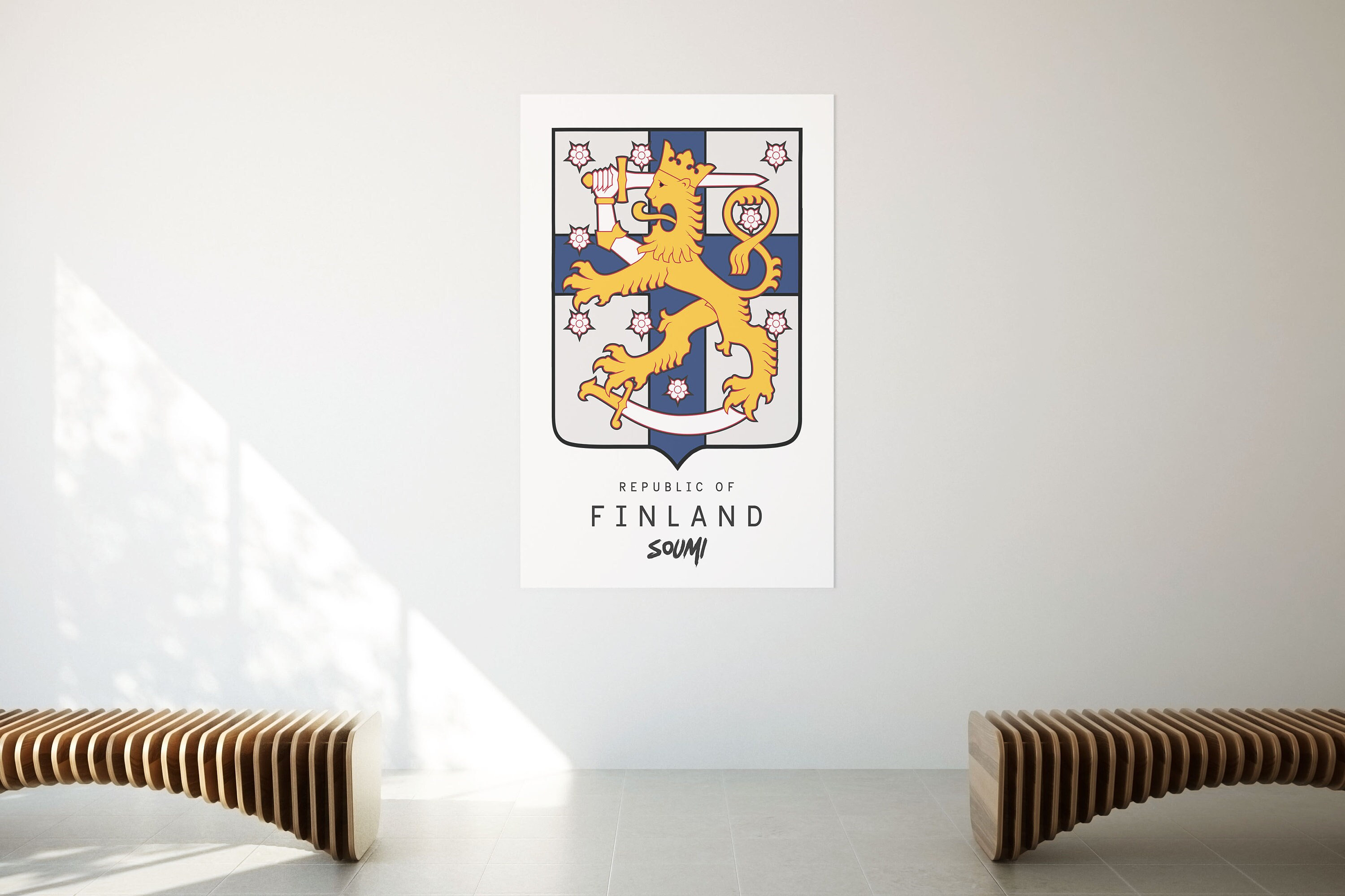 Nordic Crests Finland Poster, Custom-made Coat of Arms, Finnish Flag ...