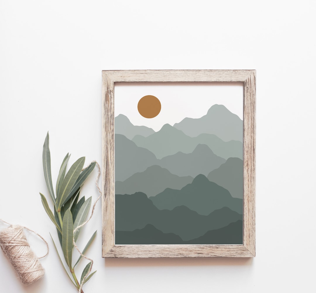 Boho Mountain Art Print, Mountain Wall Art - Etsy
