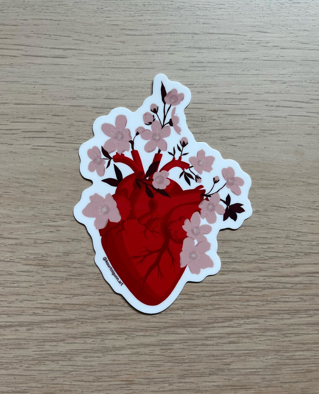 Anatomical Heart Sticker Flower Sticker Cherry Blossom - Etsy