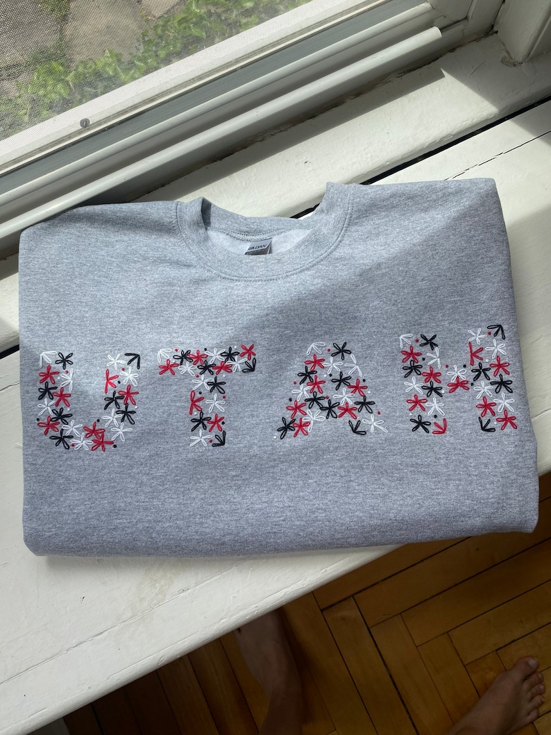 Hand Embroidered Floral College/university Sweatshirt Custom - Etsy