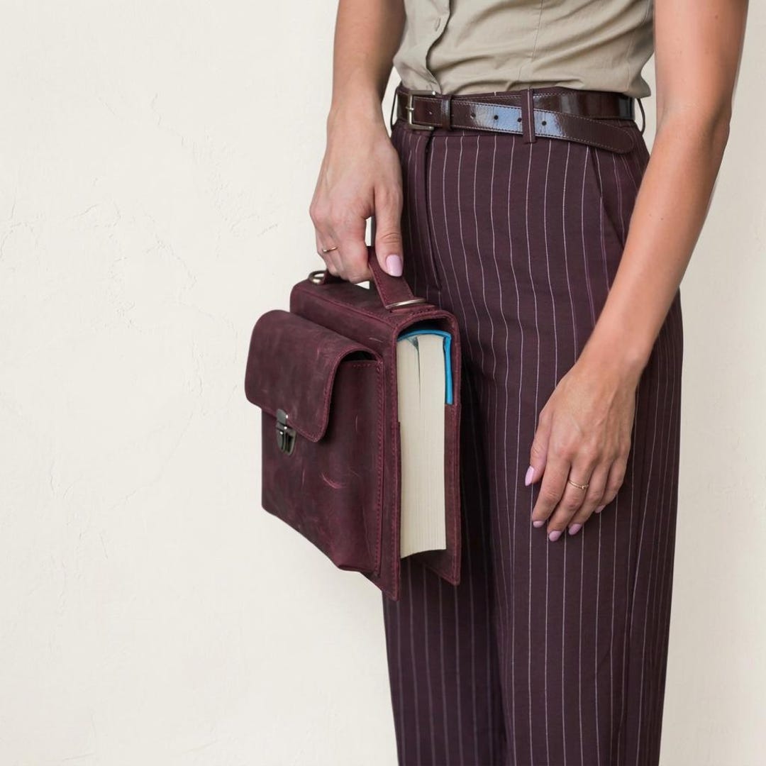 Personalized Leather Book Bag, Book Carrier Case, Leather Book Sleeve ...