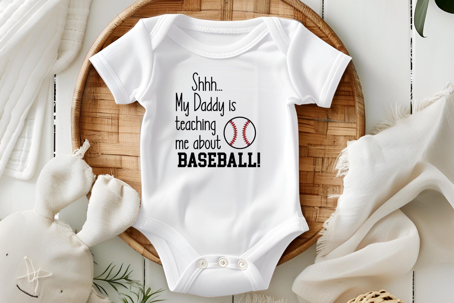 Shh… My Daddy is Teaching Me About Baseball Baby Onesie – Adorable ...