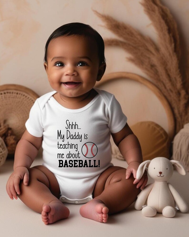 Shh… My Daddy is Teaching Me About Baseball Baby Onesie – Adorable ...
