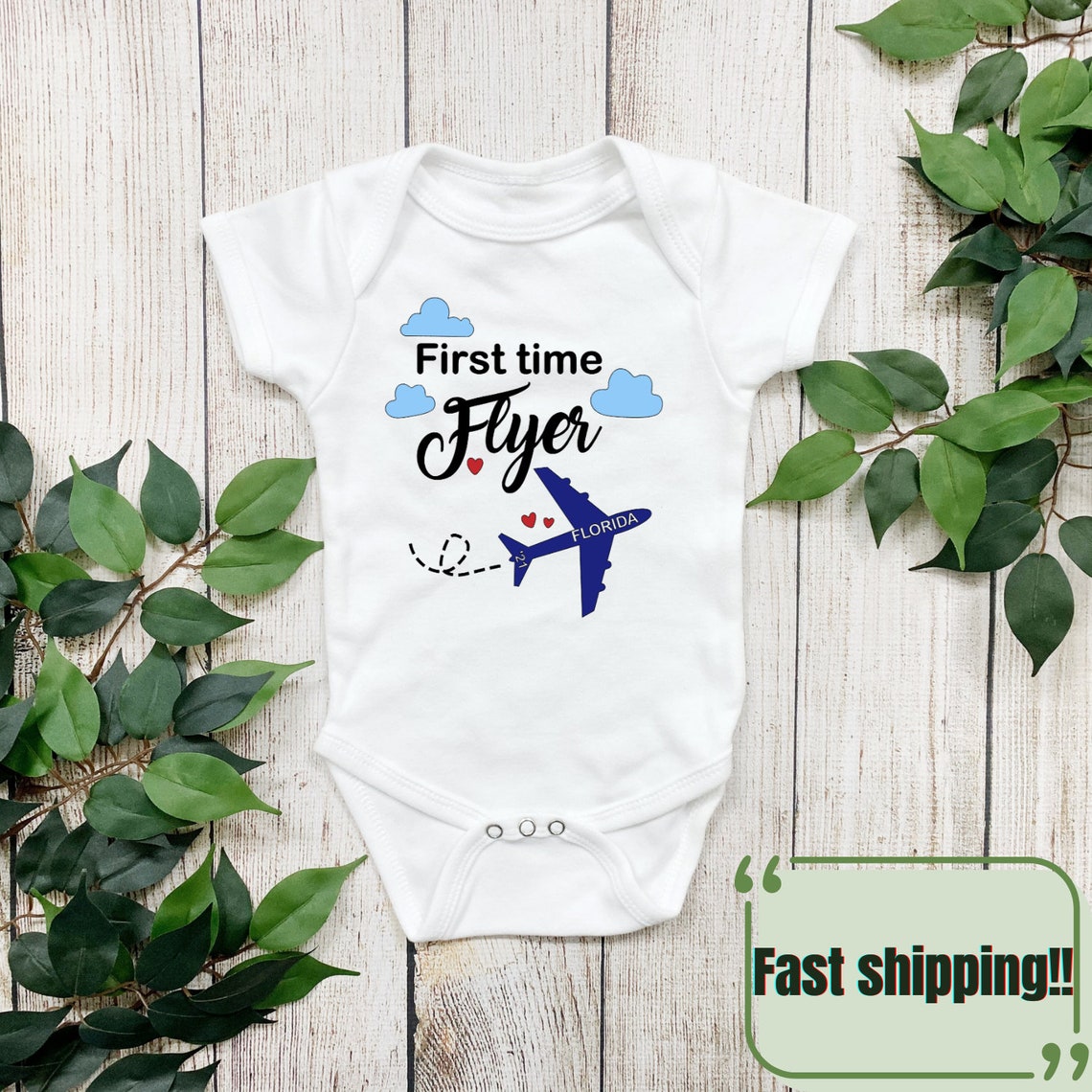 Baby Fist Vacation First Time Flyer Personalized Onesie 1st Time Flying ...