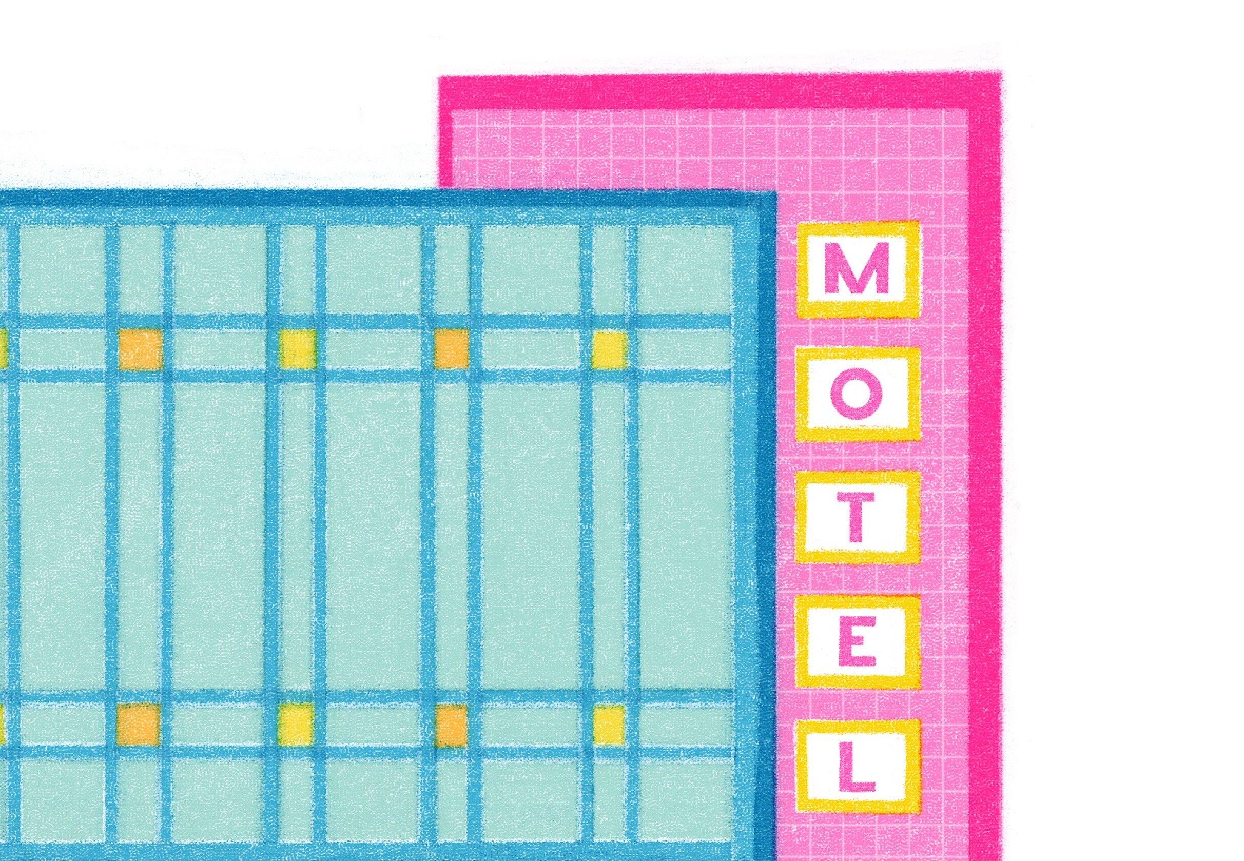Envoy Motel Art Print 11x8.5 Mid Century Modern Hotel Art Colourful ...