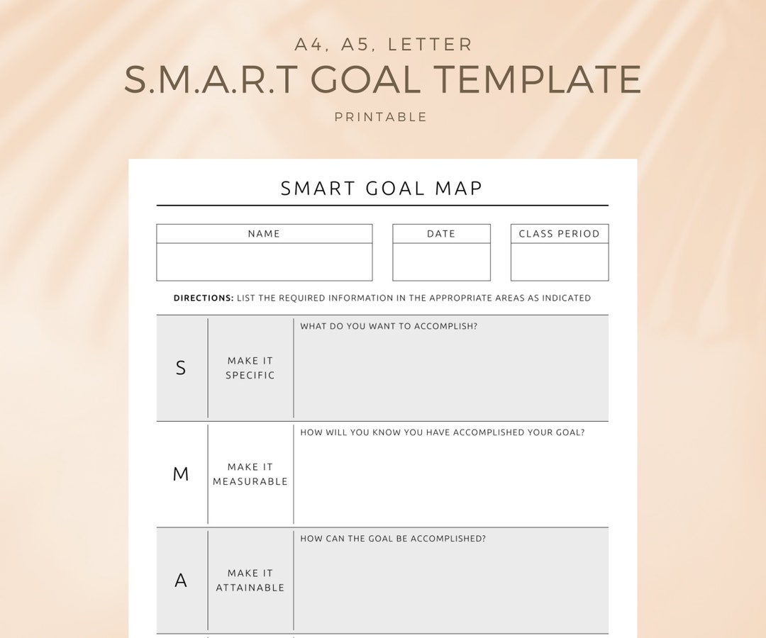 SMART Goal Templates, Digital SMART Goal Planning Template, Goal ...