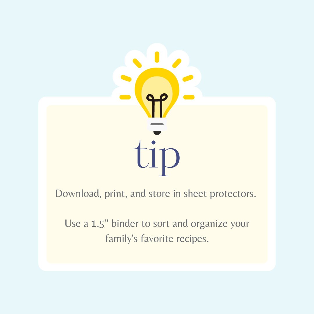 RECIPE BINDER DIVIDER Pages | Printable Organizer | Letter Size | Easy ...