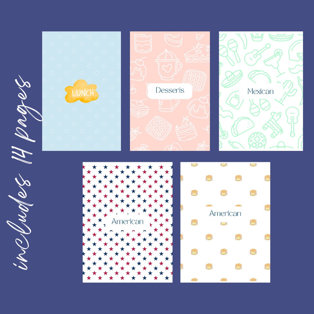 RECIPE BINDER DIVIDER Pages | Printable Organizer | Letter Size | Easy ...