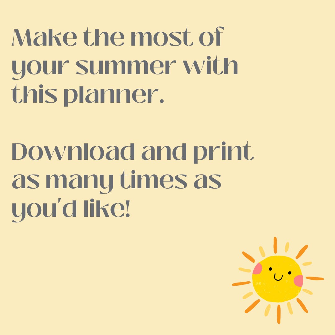 SUMMER BUCKET LIST Planner for the Busy Mom Download and Print as Times ...