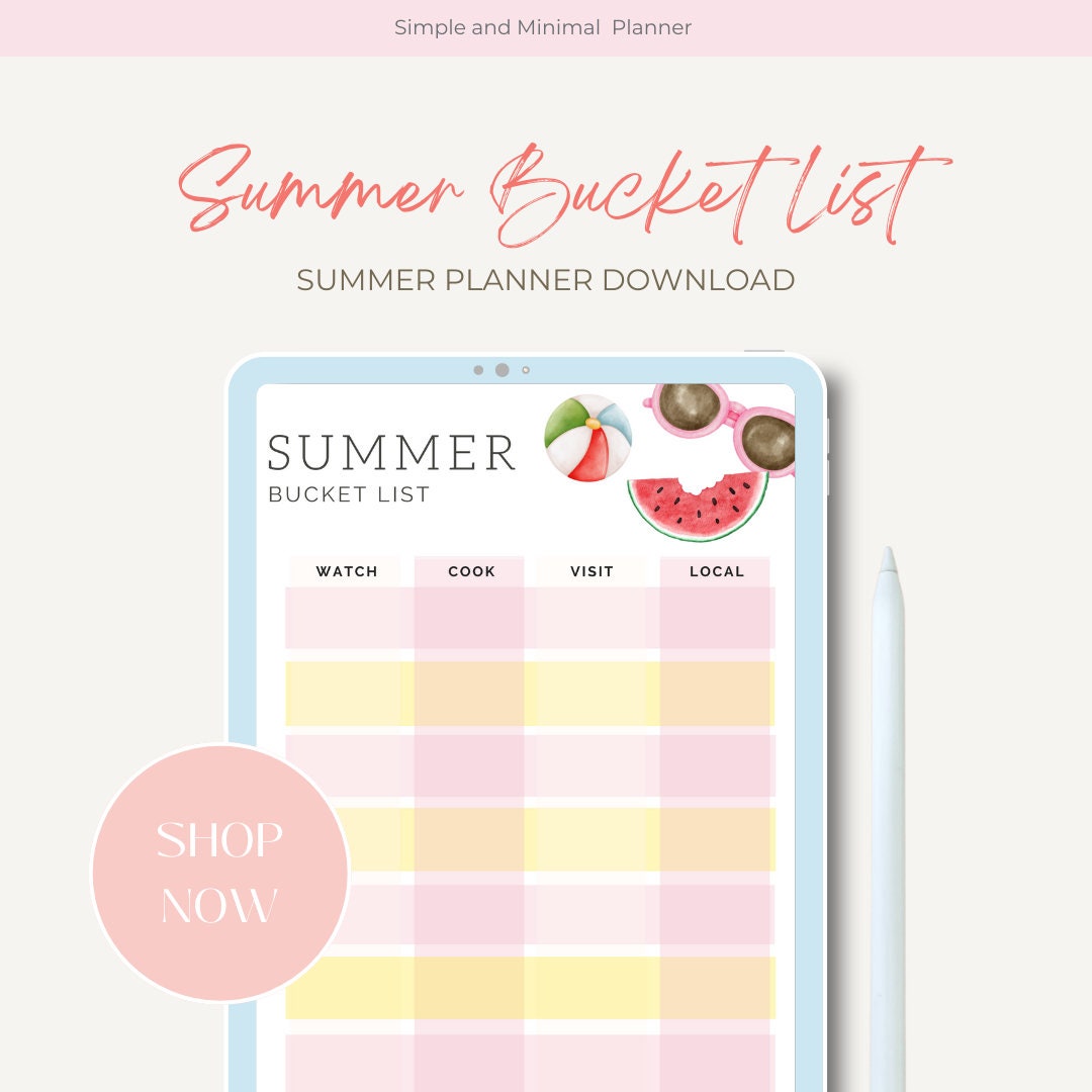 SUMMER BUCKET LIST Planner for the Busy Mom - Download and Print as ...