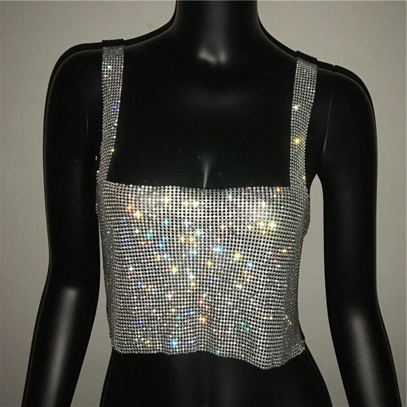 Shiny Rhinestones Party Crop Top/ Diamonds Sequins Crystal - Etsy